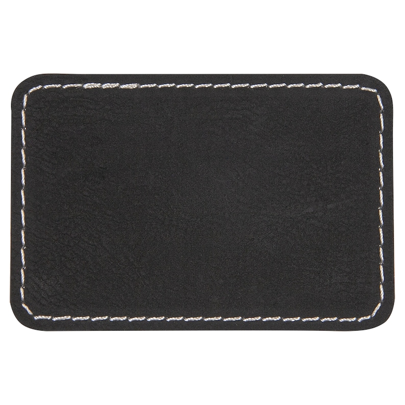 25 Set of Blank Black to Silver Laserable Leatherette Rectangle Patch ...