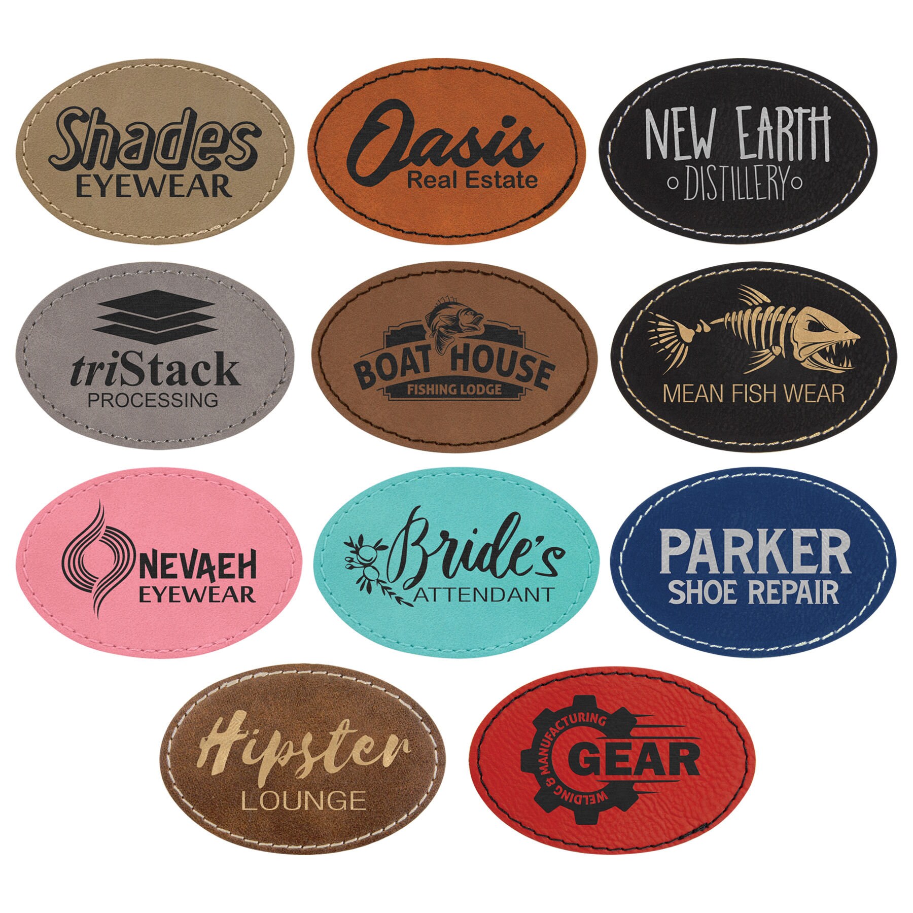 Set of 10 Blank Rawhide Laserable Leatherette Oval Patch With Adhesive ...