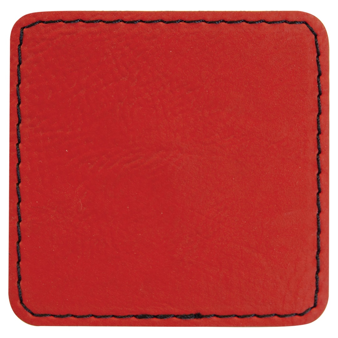 Set of 10 Blank Red Laserable Leatherette Square Patch With Adhesive ...