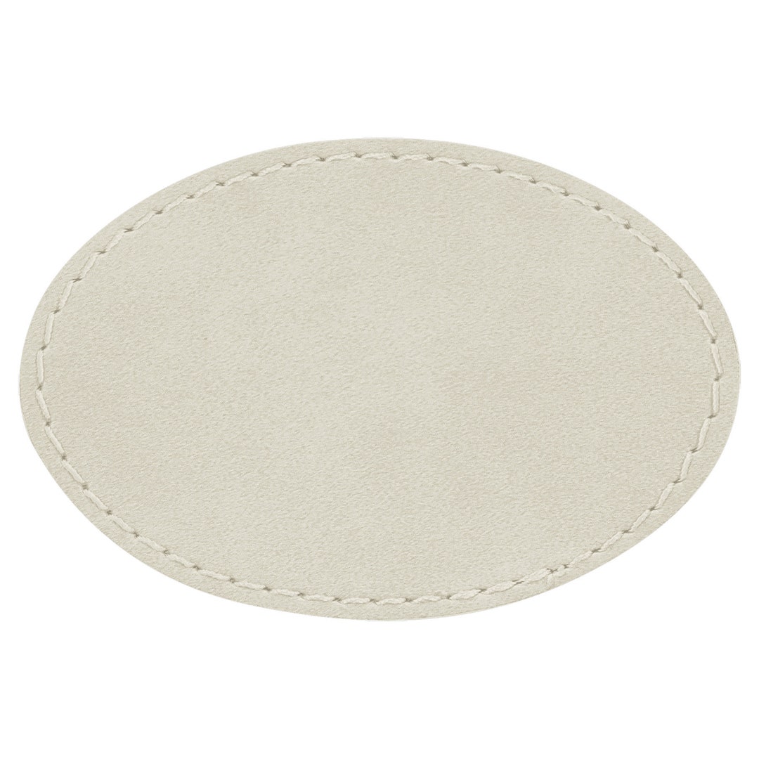 Set of 10 Blank White Laserable Leatherette Oval Patch With Adhesive ...