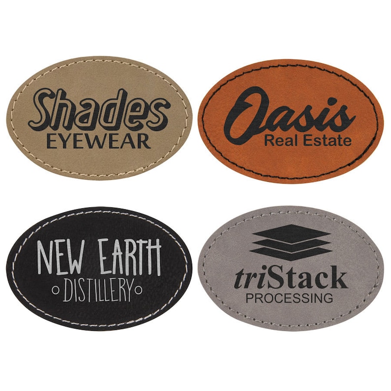 Set of 10 Blank Gray Laserable Leatherette Oval Patch with | Etsy