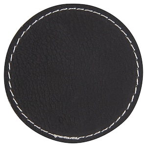 Set of 10 Blank Black to Silver Laserable Leatherette Round Patch With ...
