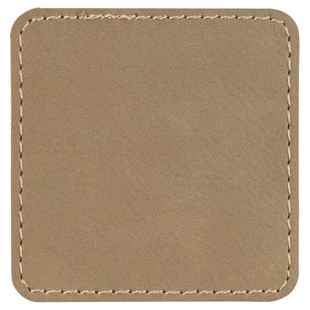 Set of 10 Blank Light Brown Laserable Leatherette Square Patch With ...