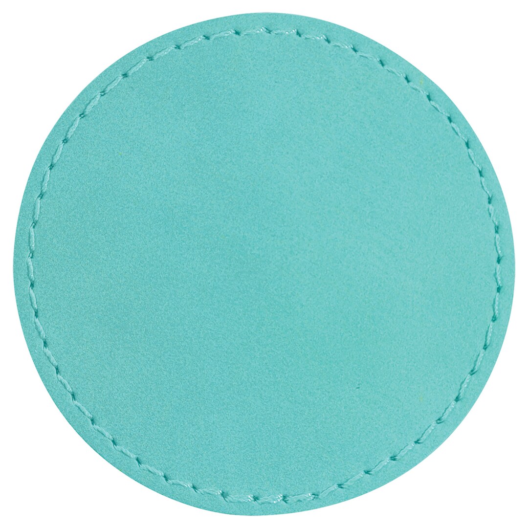 25 Pack of Blank Teal Laserable Leatherette Round Patch With Adhesive ...