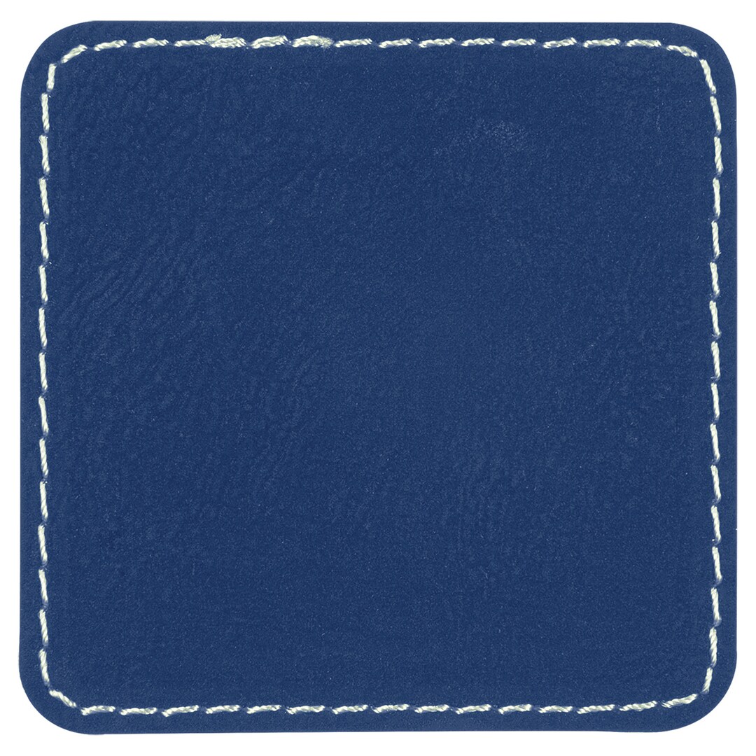 Set of 10 Blank Blue Laserable Leatherette Square Patch With Adhesive ...
