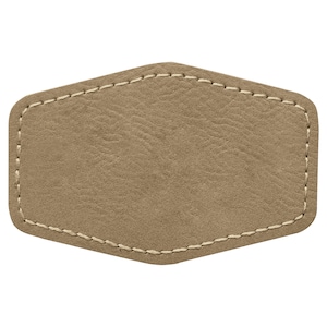 Set of 10 Blank Light Brown Laserable Leatherette Hexagon Patch With ...
