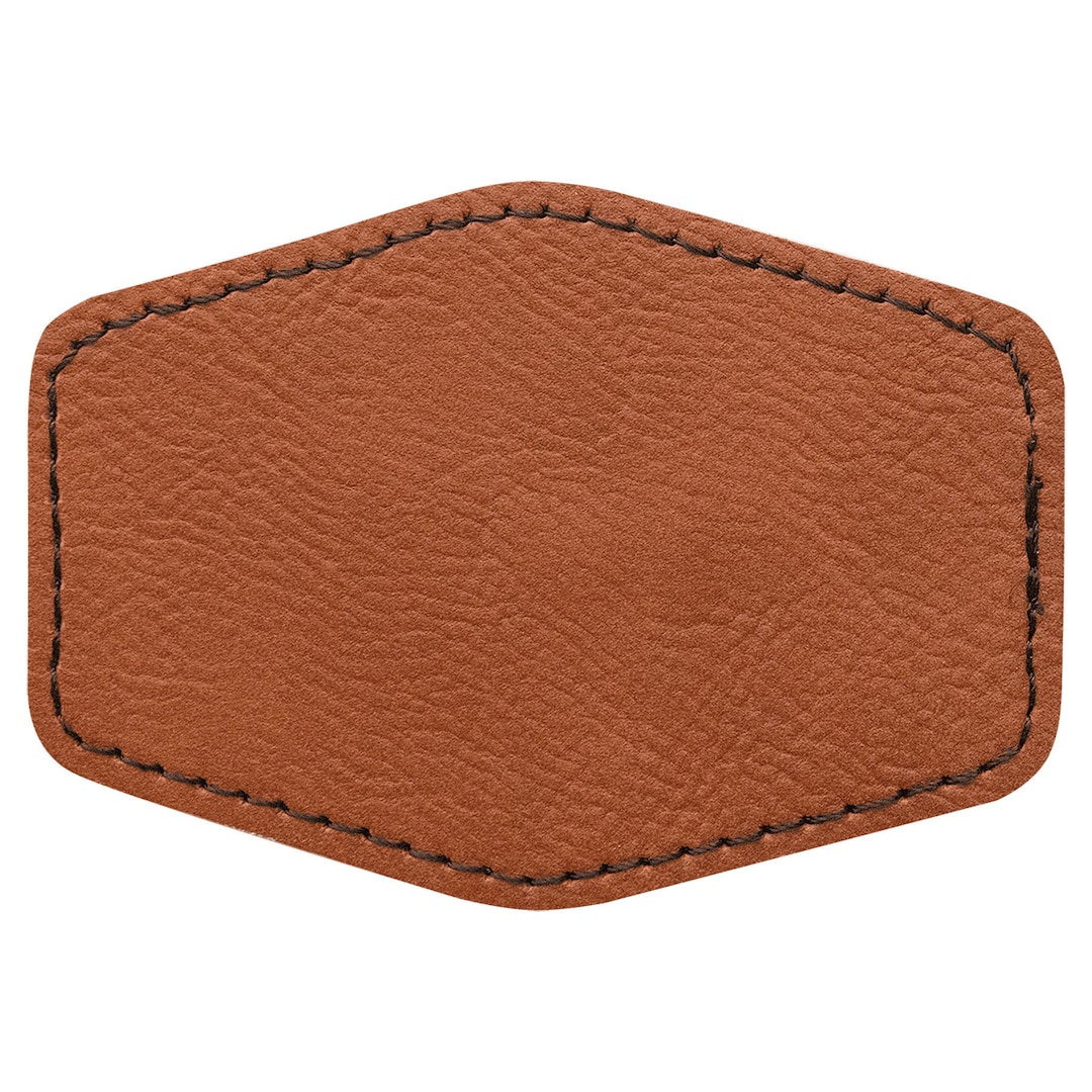 Set of 10 Blank Rawhide Laserable Leatherette Hexagon Patch With Adhesive, Premium Hat Patch ...