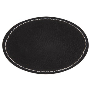 Set of 10 Blank Black to Silver Laserable Leatherette Oval Patch With ...