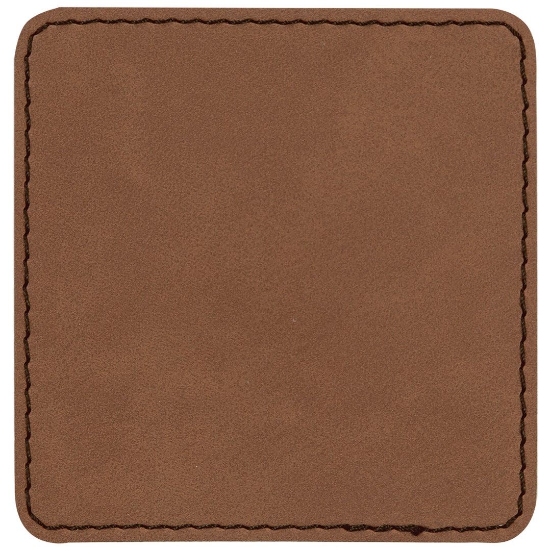 25 Pack of Blank Dark Brown Laserable Leatherette Square Patch With ...