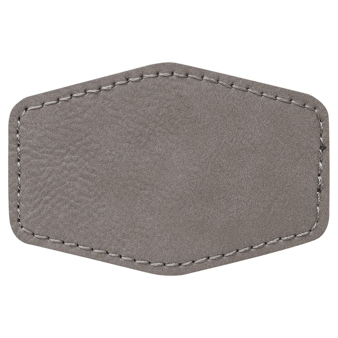 Set of 10 Blank Gray Laserable Leatherette Hexagon Patch With Adhesive ...