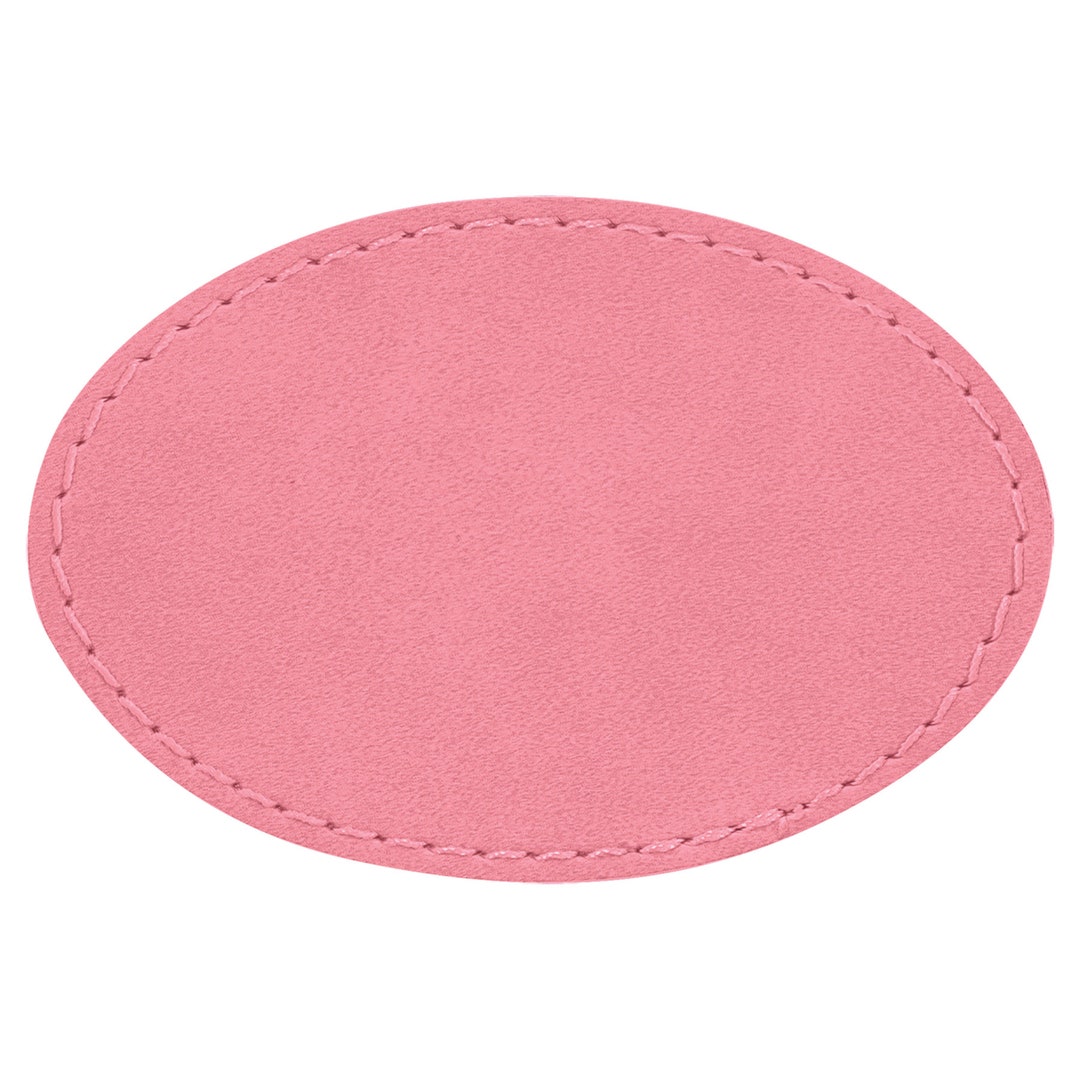 Set of 10 Blank Pink Laserable Leatherette Oval Patch With Adhesive ...