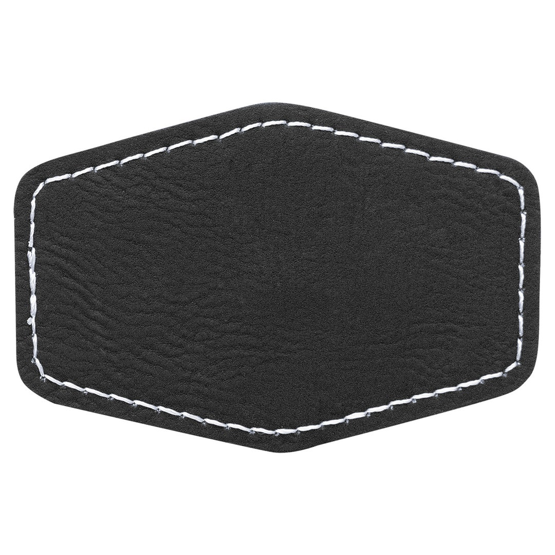 Set of 10 Blank Black/silver Laserable Leatherette Hexagon Patch With ...