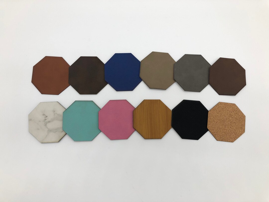 Set of 10 Octagon Leatherette Patches With Adhesive Backing - No ...
