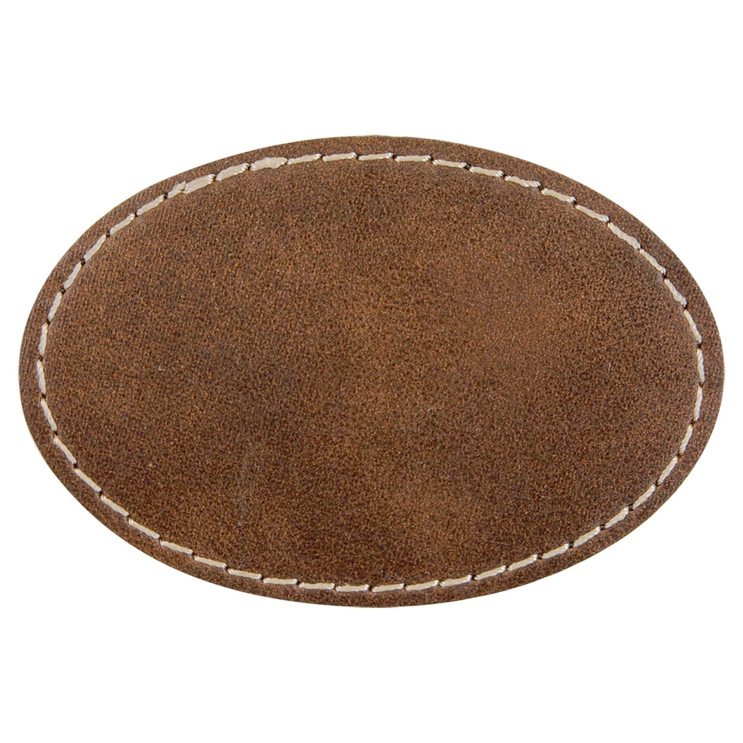 Set of 10 Blank Rustic Laserable Leatherette Oval Patch With Adhesive ...