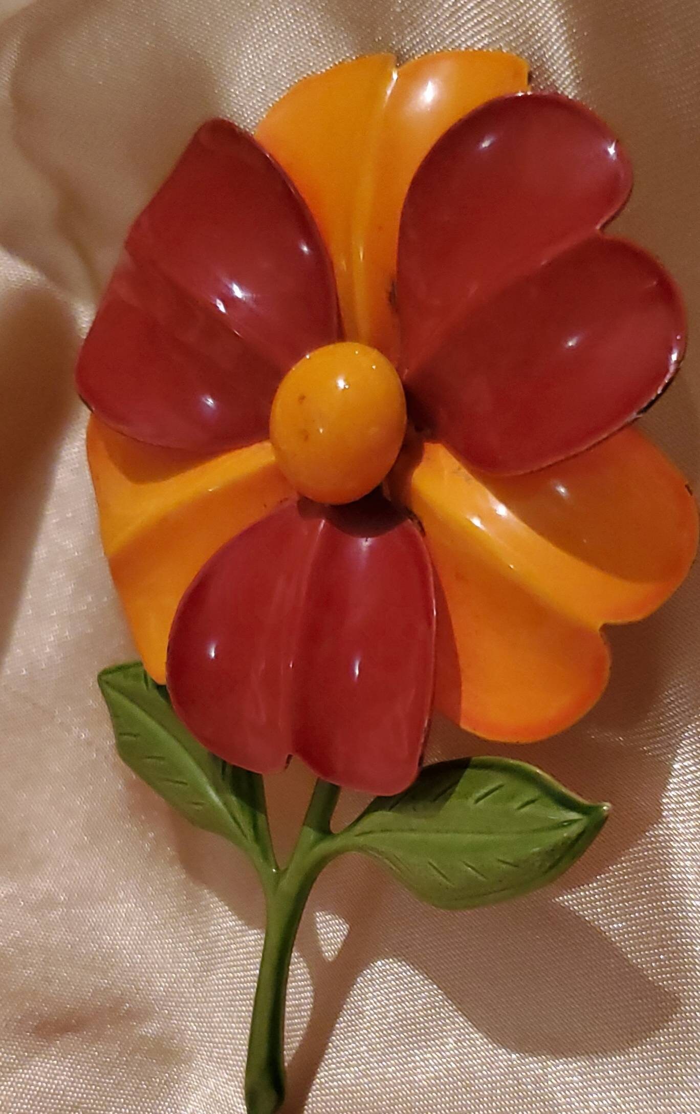 Large Vintage Bright Vivid Enamel Brick and Orange Color Metal - Etsy