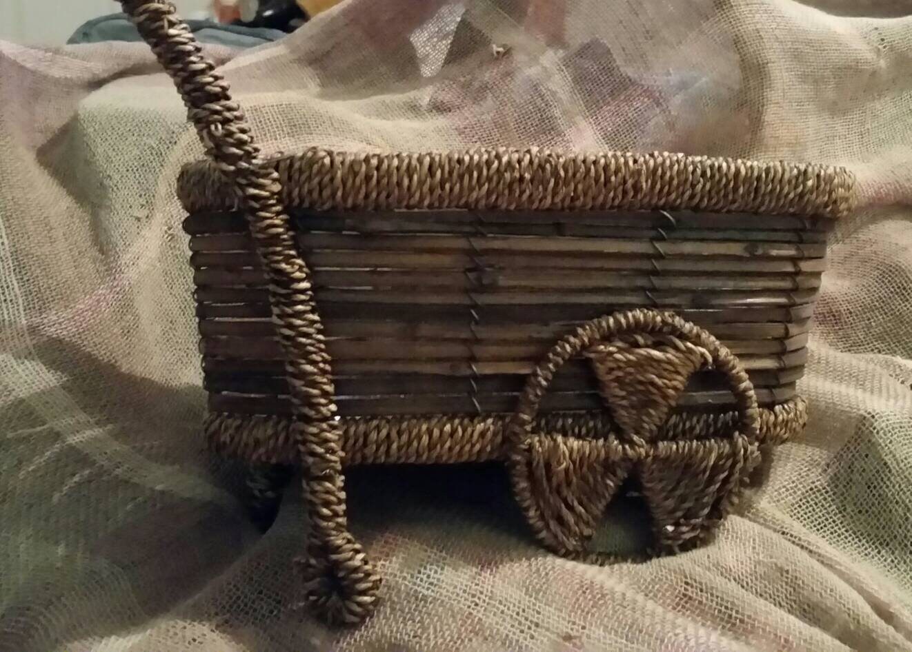 Beautiful Stand-alone Basket Planter Cart on Wheels With - Etsy