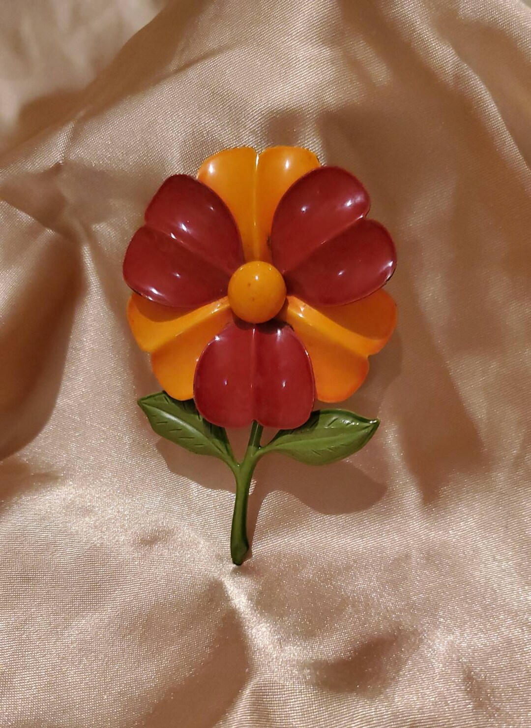 Large Vintage Bright Vivid Enamel Brick and Orange Color Metal - Etsy