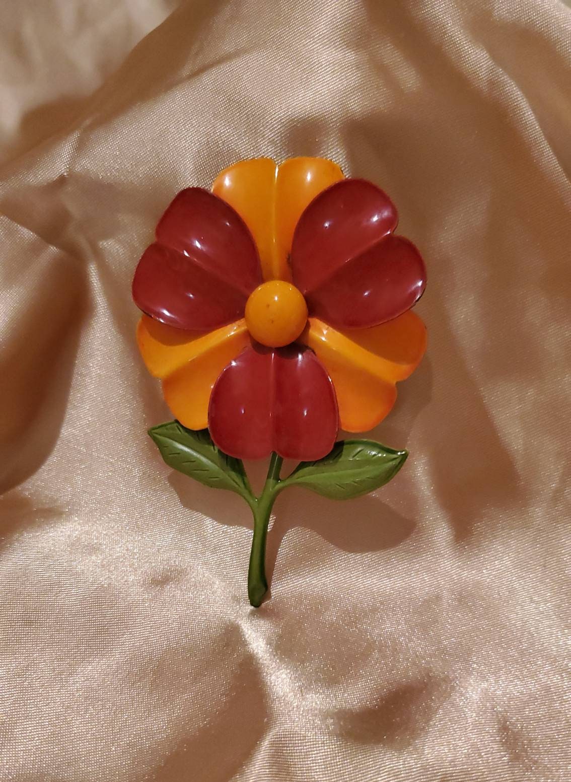 Large Vintage Bright Vivid Enamel Brick and Orange Color Metal - Etsy
