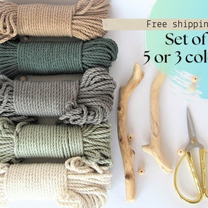 SET of Macrame Cotton Cord Bundles for Crafts, 3-ply 3 Strand Rope 3 ...
