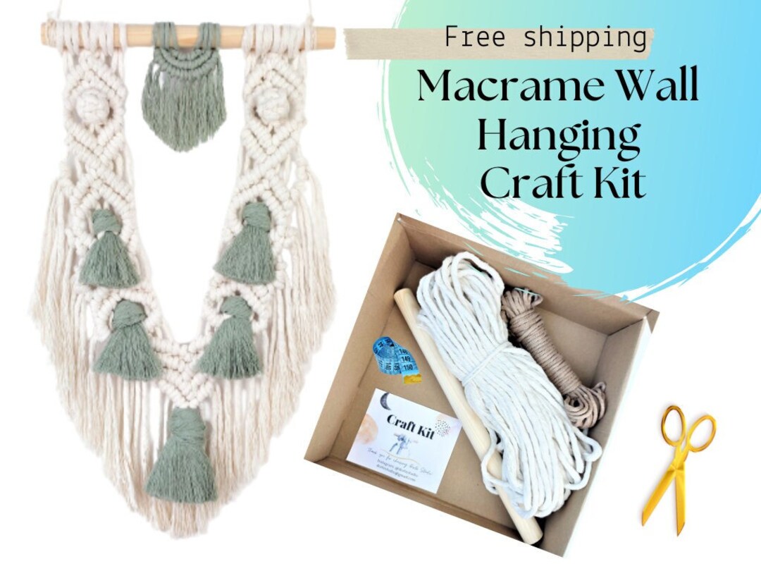 Macrame Wall Hanging Craft Kit, Materials and PDF Tutorial, Macrame ...