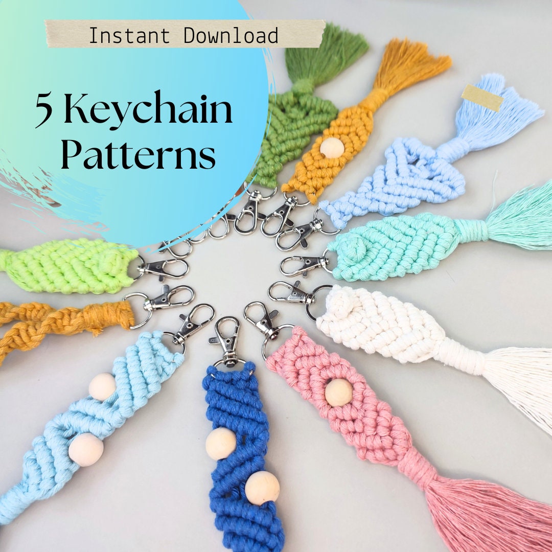 5 Macrame KEYCHAIN PDF Patterns, Downloadable Digital Instructions ...
