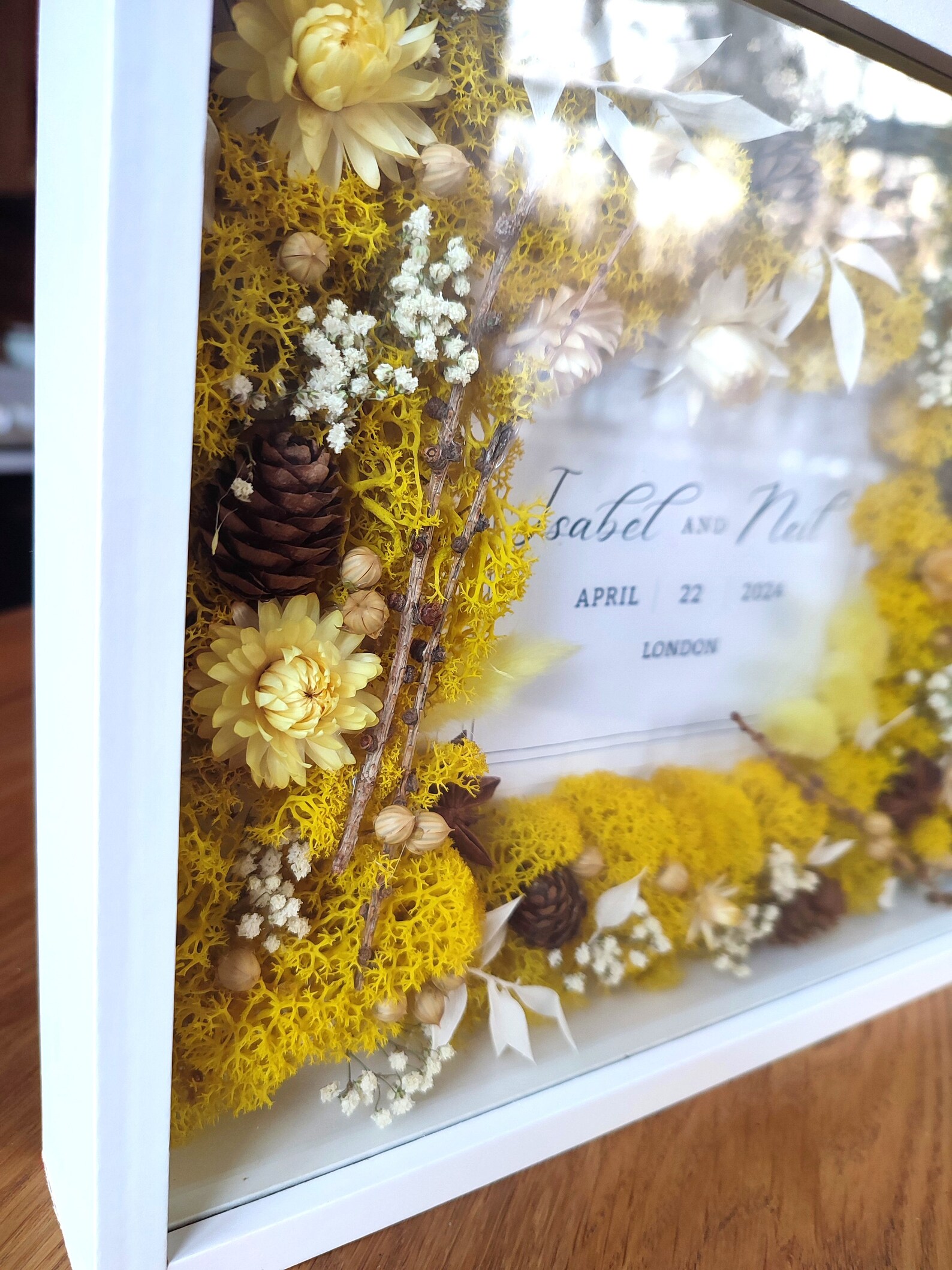 Dried Flowers Frame, Personalized Message Gift, Floral Art, Shadow Box ...
