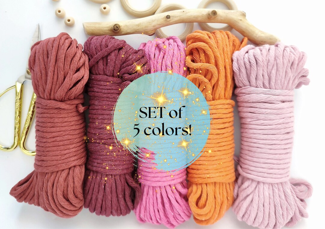 SET of Macrame Cotton Cord Bundles for Crafts, 3/4mm Single Strand ...