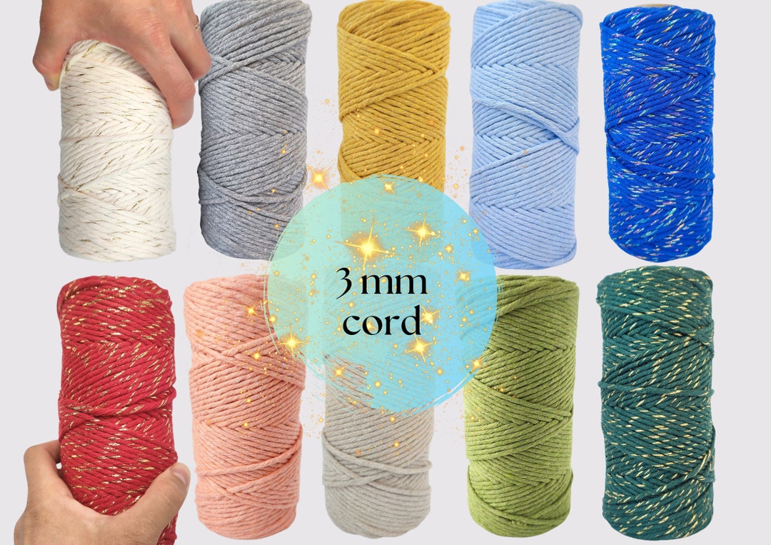 3mm Single Strand Macrame Cord, Soft Twisted Cotton Rope, Natural Cord ...