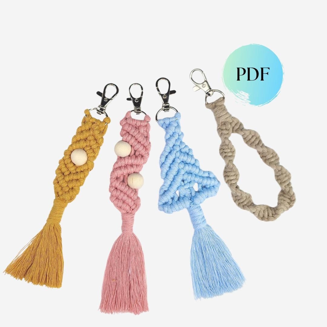 4 Macrame KEYCHAIN PDF Patterns, Downloadable Digital Instructions ...