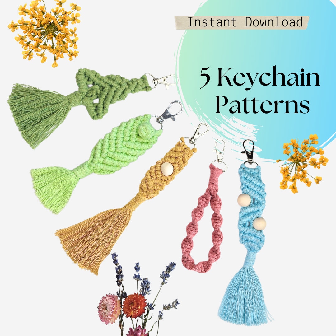 5 Macrame KEYCHAIN PDF Patterns, Downloadable Digital Instructions ...