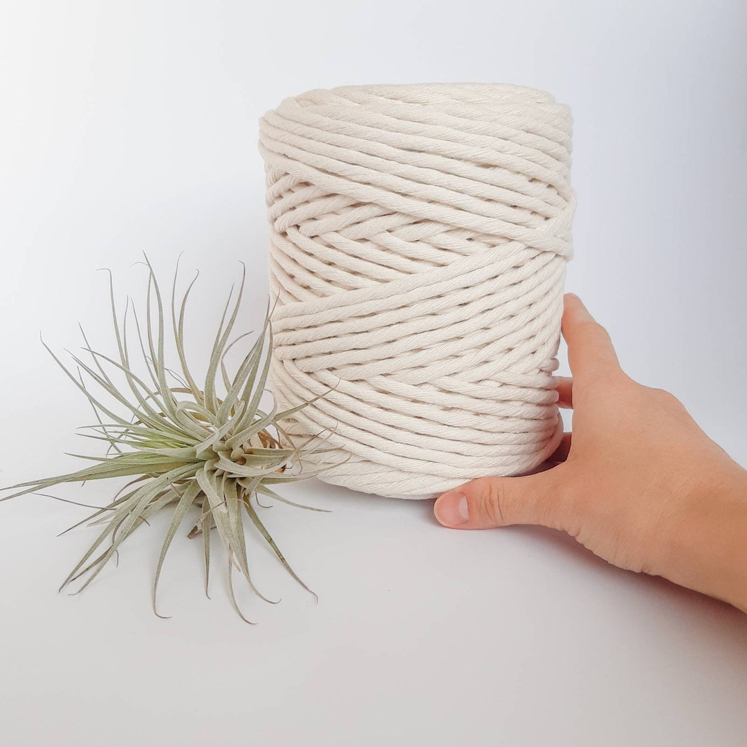 NATURAL 6mm Single Strand Macrame Cord, 100% Cotton Fiber Art Rope ...
