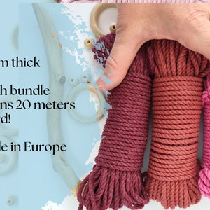 SET of Macrame Cotton Cord Bundles for Crafts, 3-ply 3 Strand Rope 3 ...