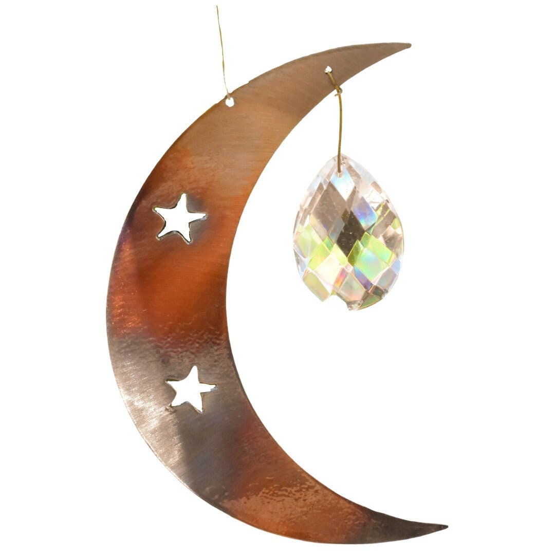 Metal Crescent Moon With Crystal Sun Catcher - Etsy