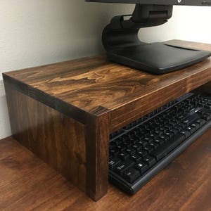 LED Computer 26" Monitor Stand in Rustic Hardwood-5 Finish Options - Etsy