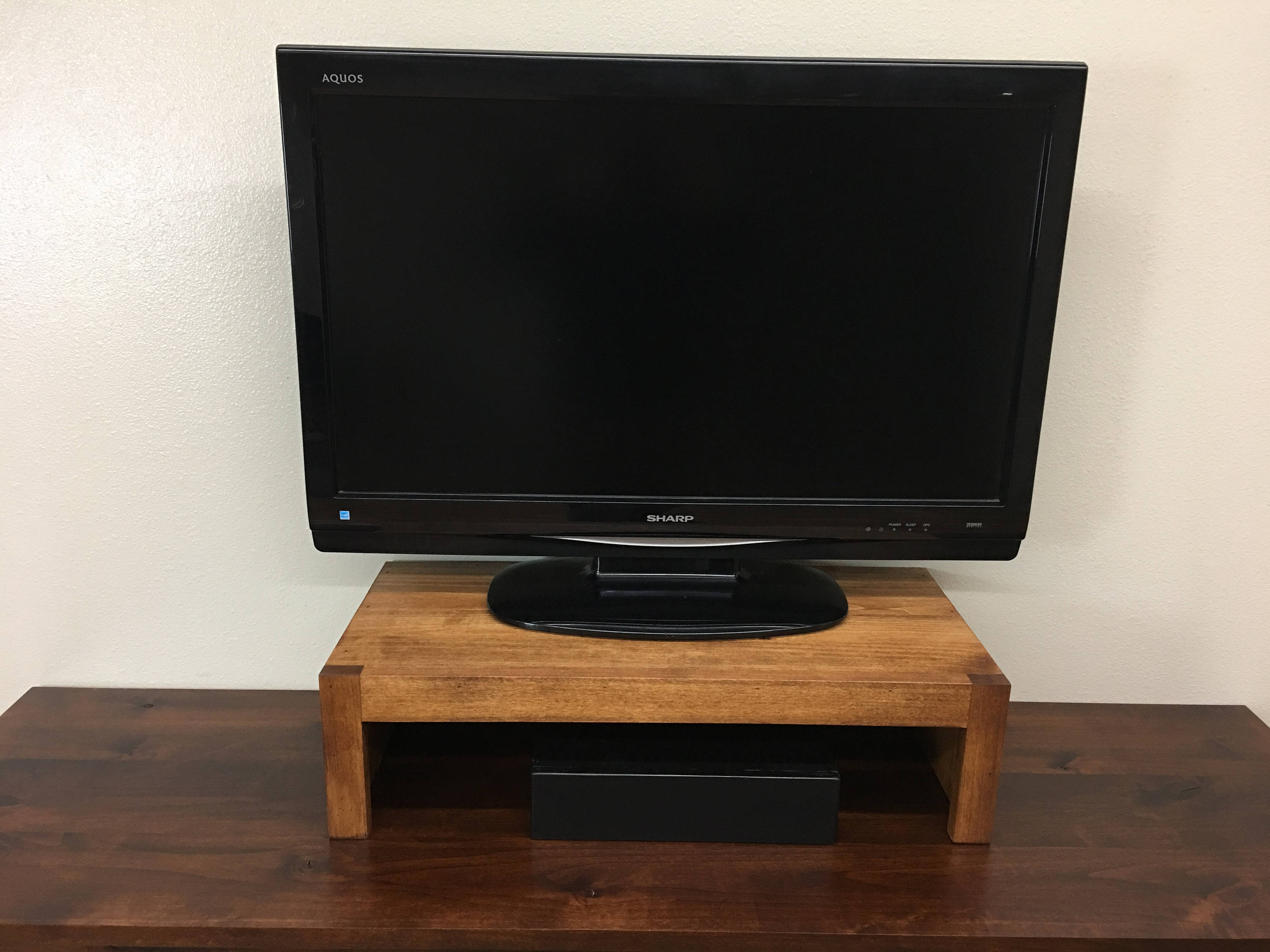 LCD TV Laptop Riser Stand Space Saver Rustic Hardwood Made in - Etsy