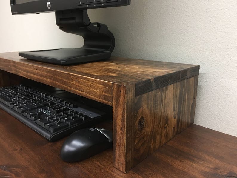 LED Computer 26" Monitor Stand in Rustic Hardwood-5 Finish Options - Etsy