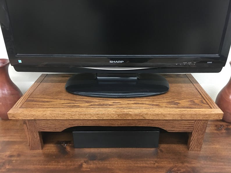 LED LCD TV Riser Stand Mission Oak Entertainment Center - Etsy