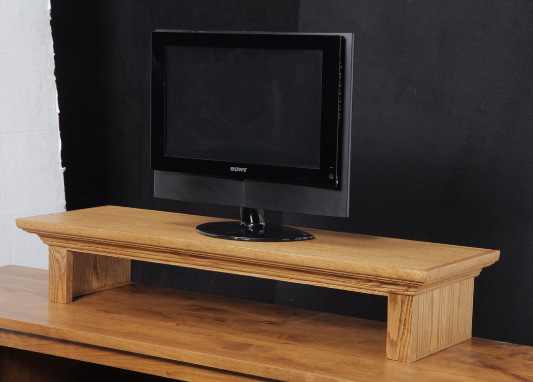 TV LED Riser Stand Entertainment Center Organizer Space Saver With Oak ...