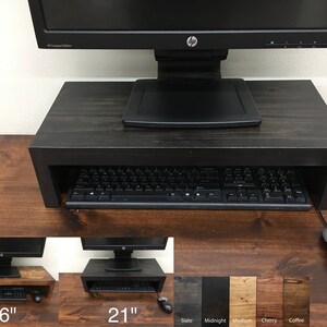 LED Computer 26" Monitor Stand in Rustic Hardwood-5 Finish Options - Etsy