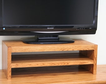 LCD TV Laptop Riser Stand Space Saver Rustic Hardwood Made in | Etsy