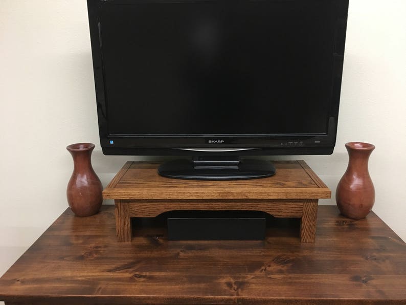 LED LCD TV Riser Stand Mission Oak Entertainment Center - Etsy