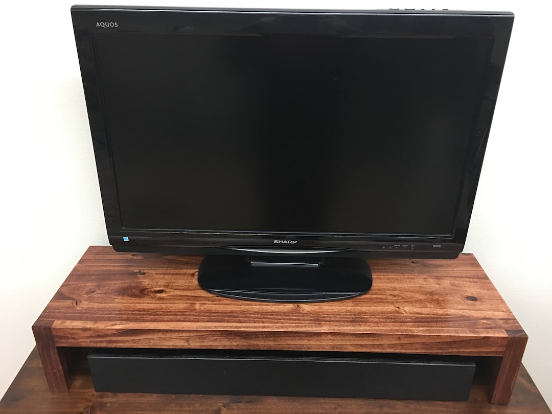 LCD TV Laptop Riser Stand Space Saver Rustic Hardwood Made in the USA ...