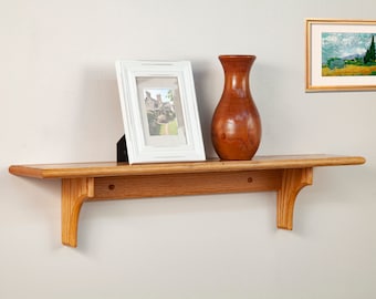 18" Solid Oak Wall Shelf, Natural Finish - Etsy