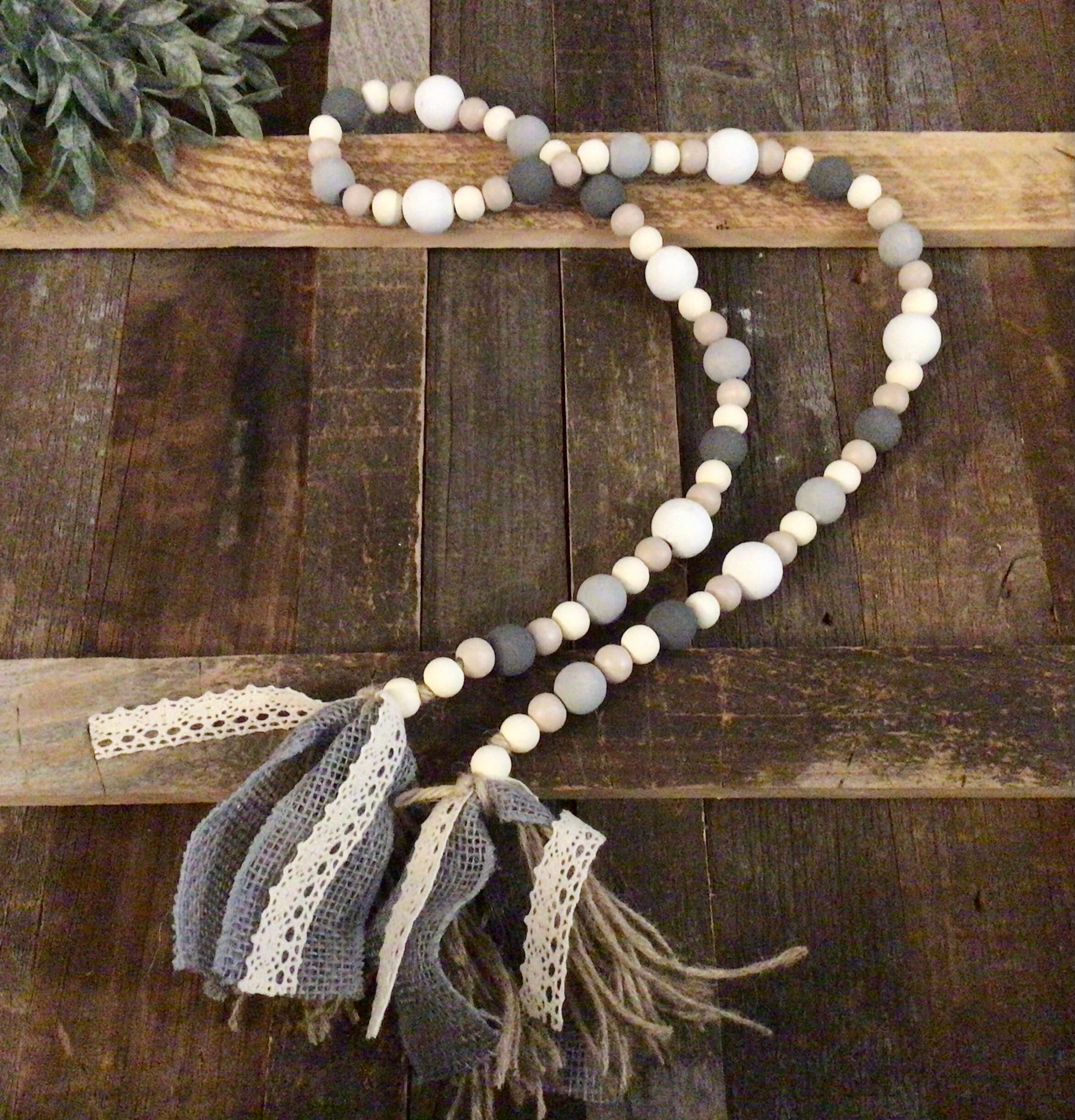 Farmhouse Beaded Garland, Wooden Bead Garland, Bead Garland, Tiered ...
