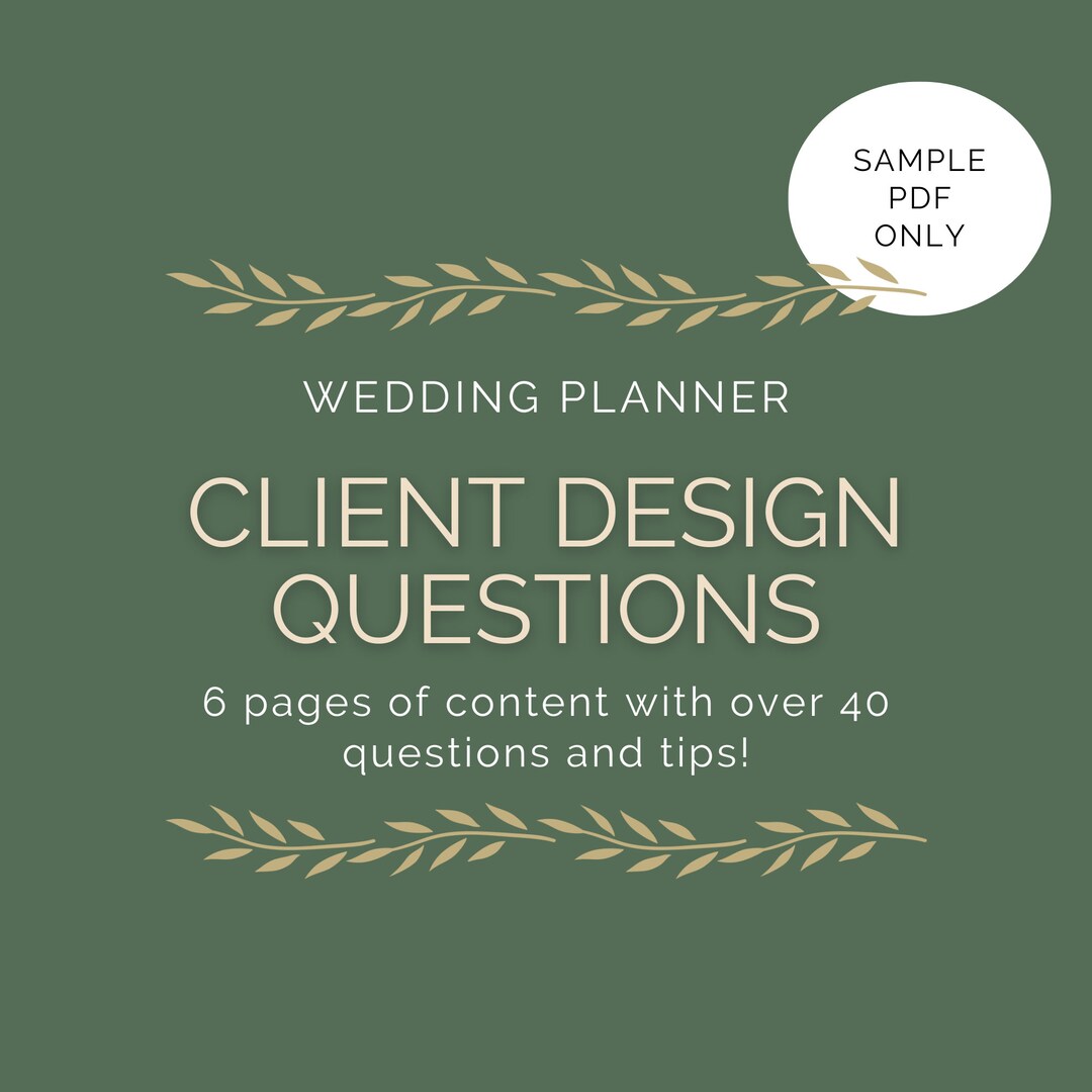 Wedding Planner Client Design Questions - PDF - INSTANT DOWNLOAD - Etsy