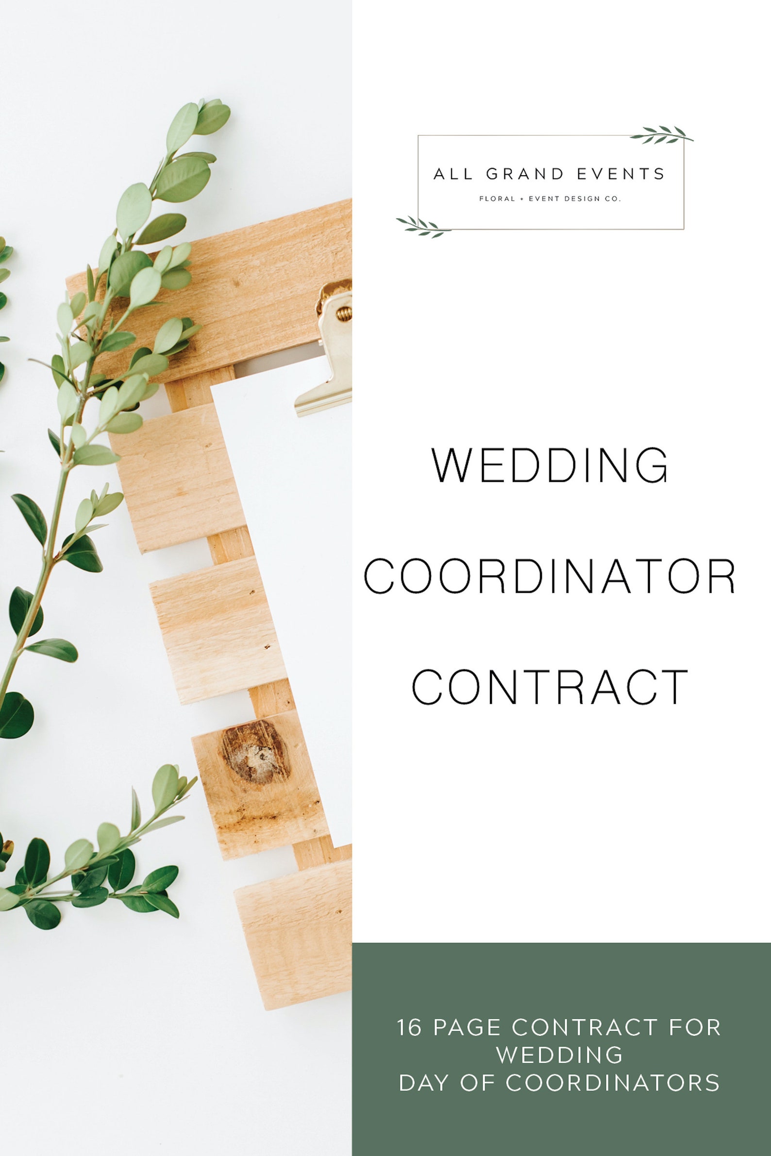 Wedding Day Of Coordinator Contract Template SAMPLE PDF Etsy