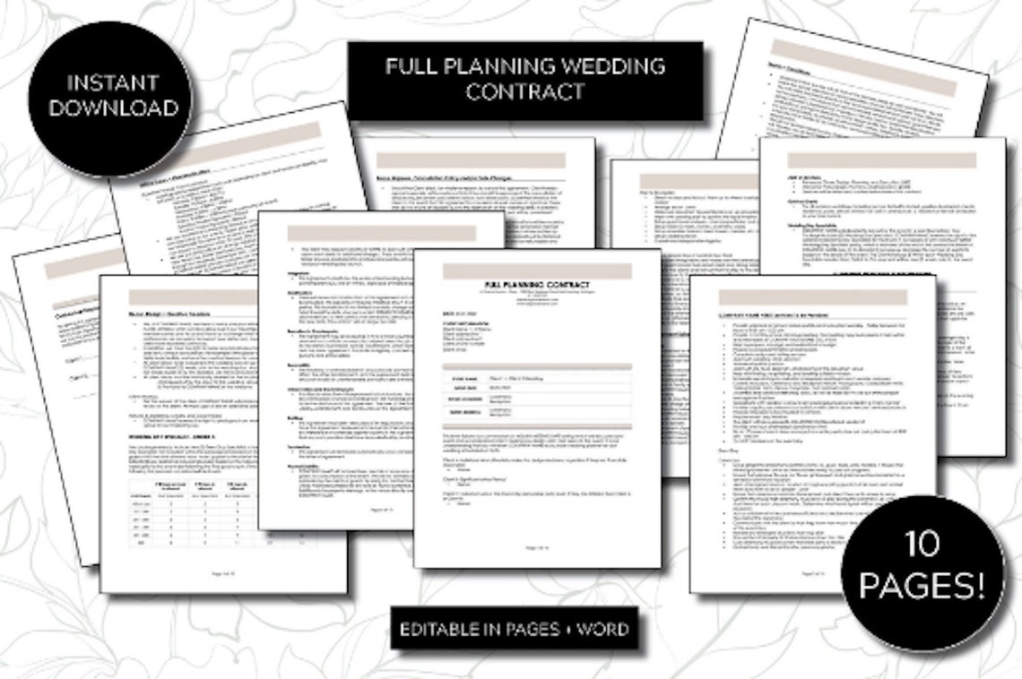 Wedding Planner Contracts BUNDLE - EDITABLE: Full Planning Contract ...