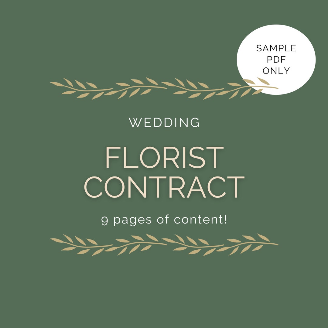 Wedding and Event Florist Contract SAMPLE PDF - Digital Download - Etsy