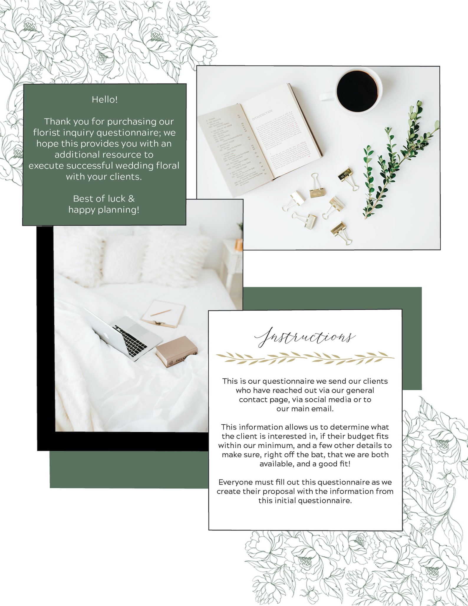 Wedding Florist Inquiry Questionnaire - PDF - INSTANT DOWNLOAD - Etsy