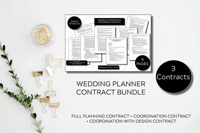 Wedding Planner Contracts BUNDLE - EDITABLE: Full Planning Contract ...